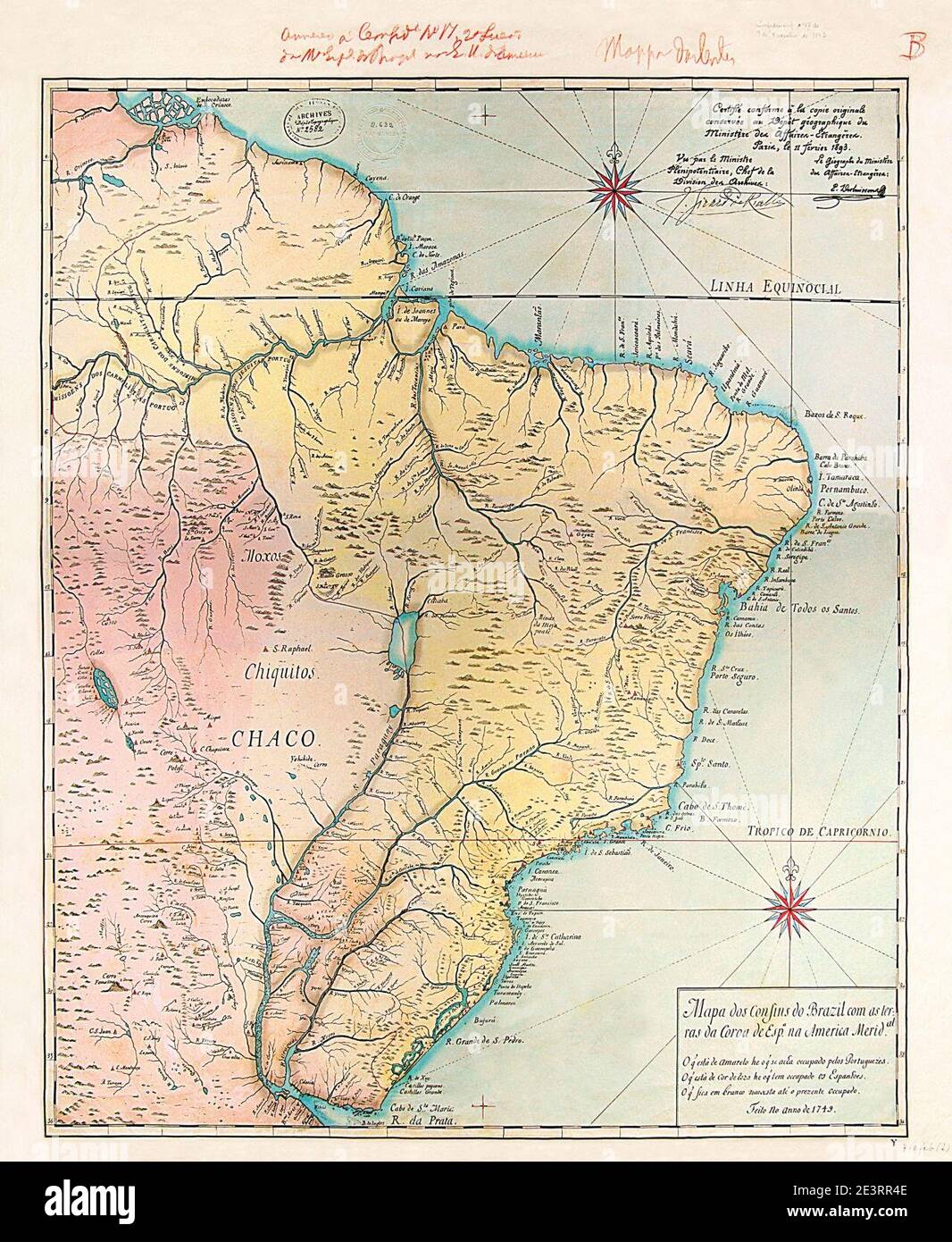 Mapa dos Confins do Brasil 1749 Stock Photo - Alamy