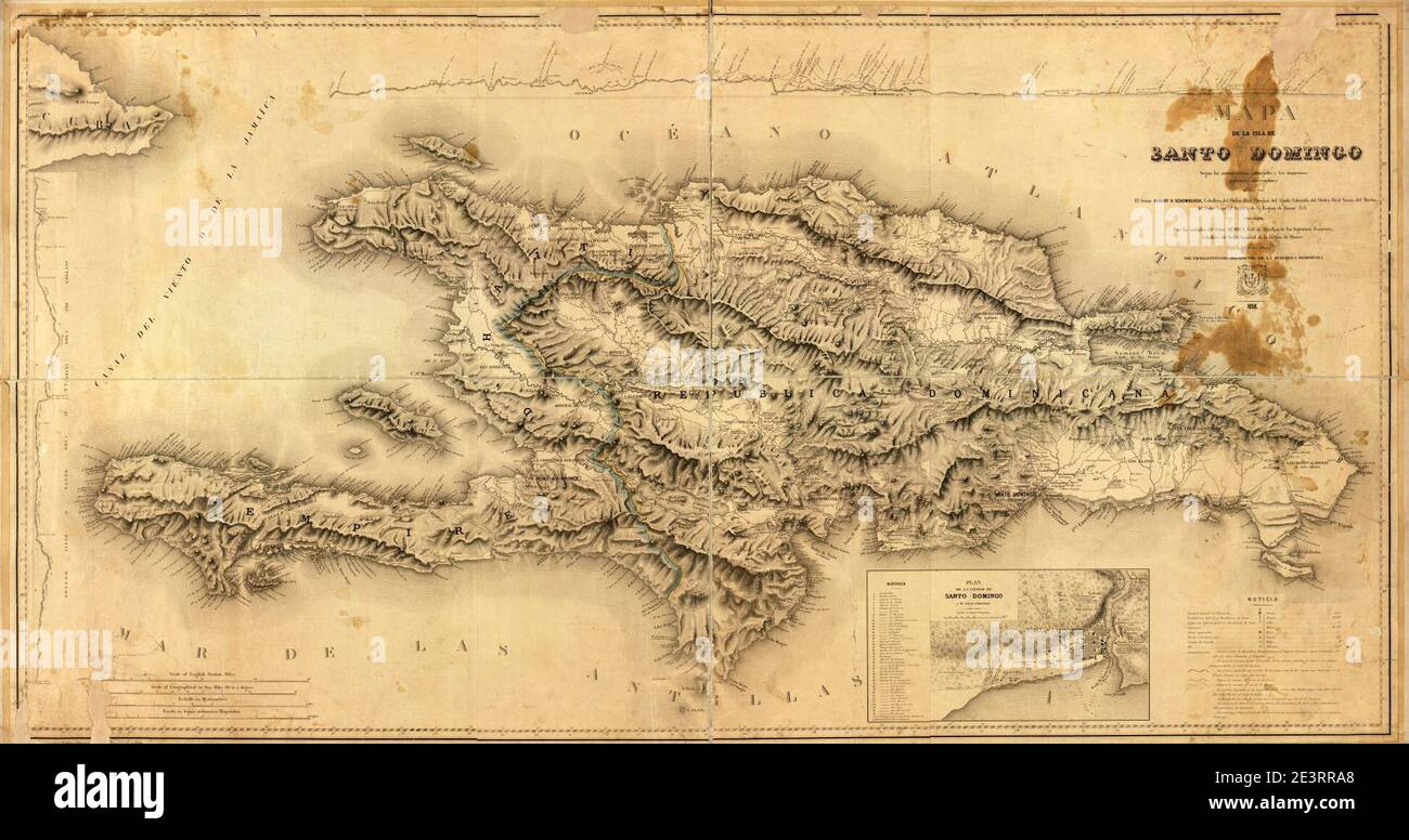 Mapa de la Isla de Santo Domingo Stock Photo - Alamy