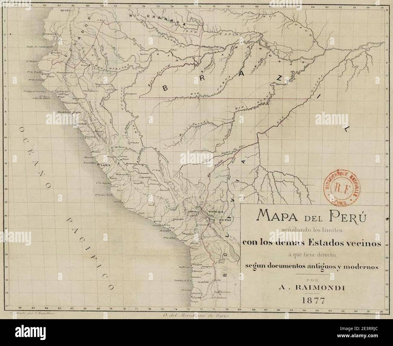 Mapa del Perú (1877 Stock Photo - Alamy