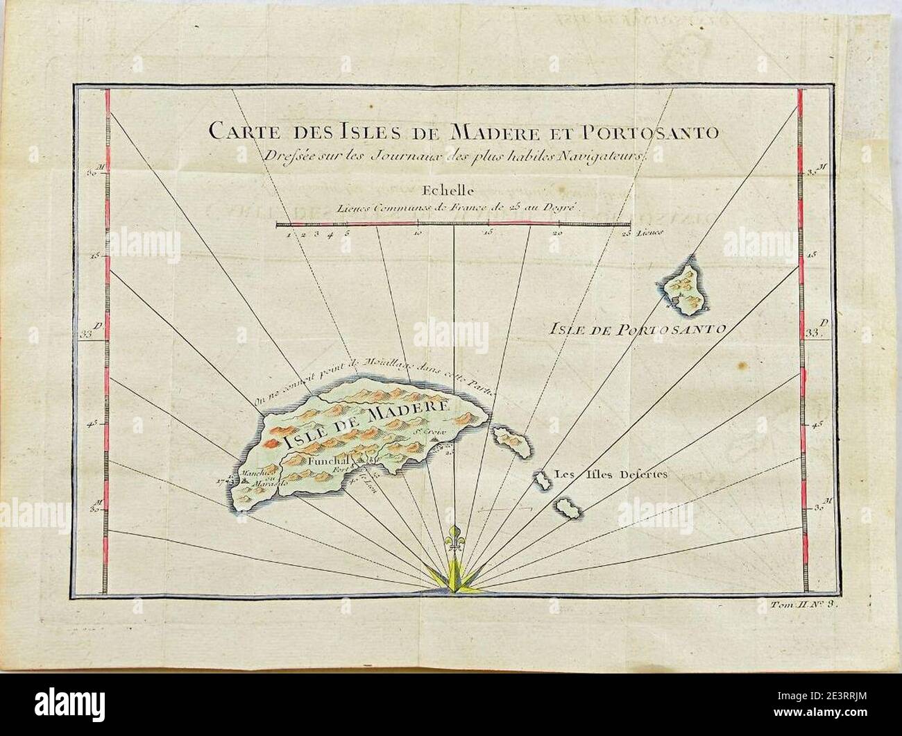 Mapa da Ilha da Madeira - Porto Santo por Bellin, 1770 Stock Photo - Alamy