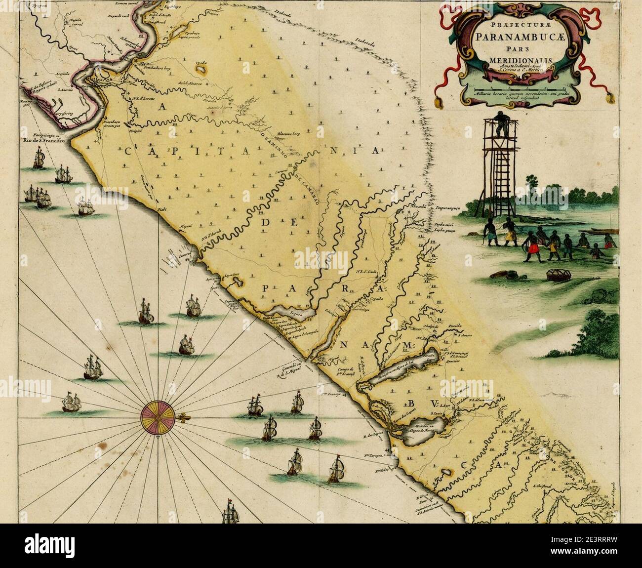 Mapa da Capitania de Pernambuco, com representação do Quilombo dos ...