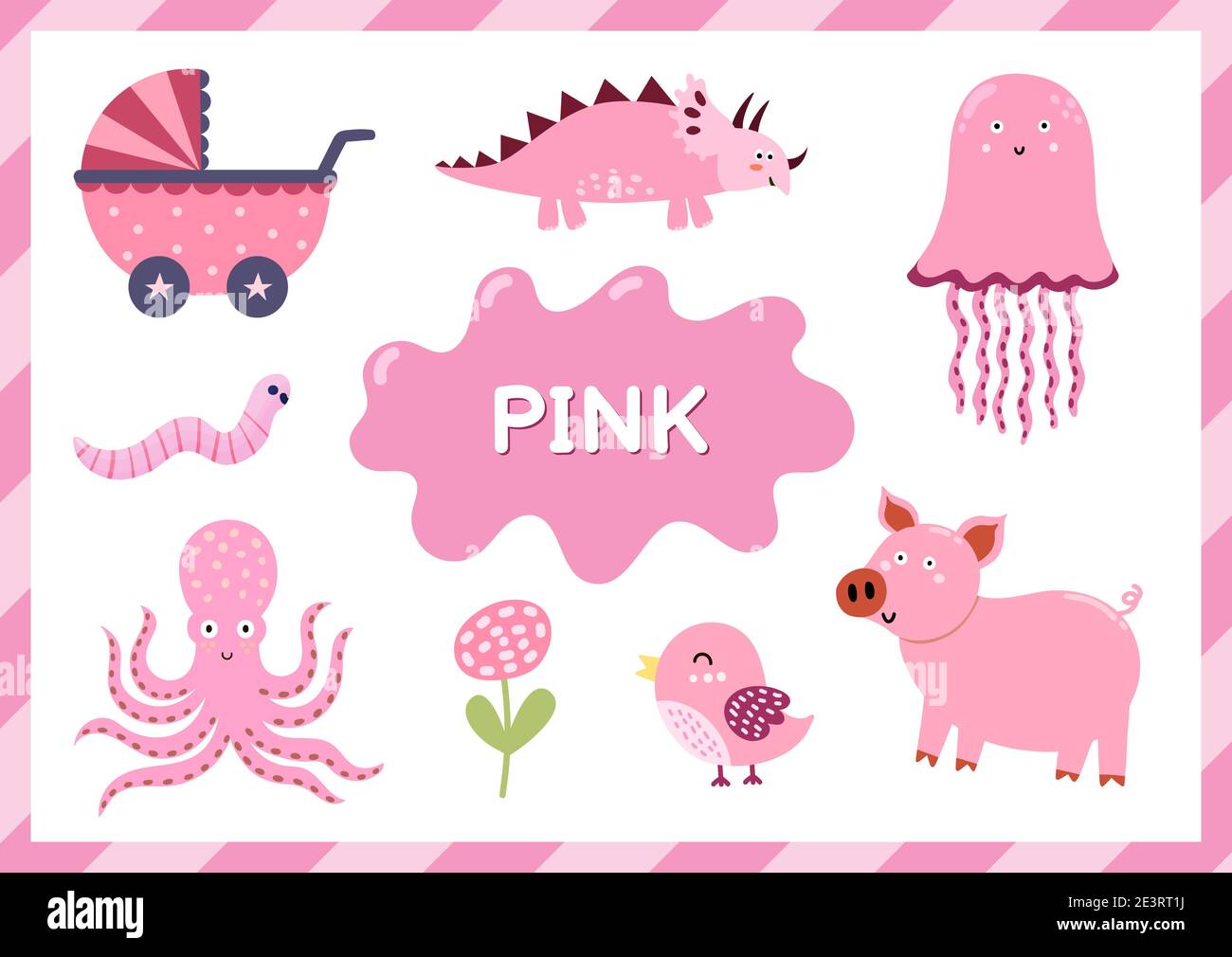 Pink. Educational worksheet for kids. Learning the color pink set Stock ...
