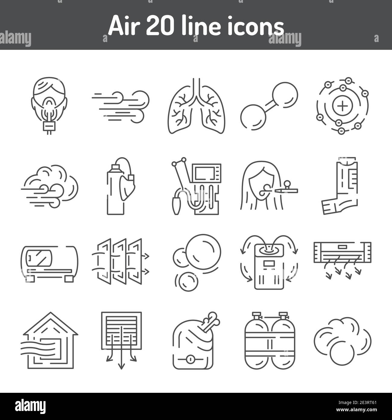 Air color line icons set. Pictograms for web page, mobile app, promo ...