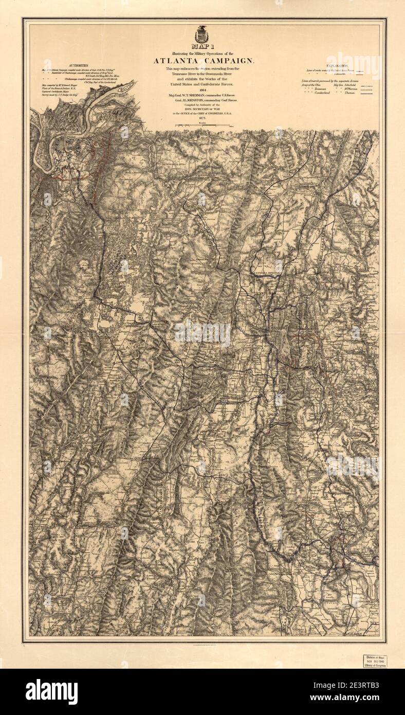Map(s) illustrating the military operations of the Atlanta campaign ...