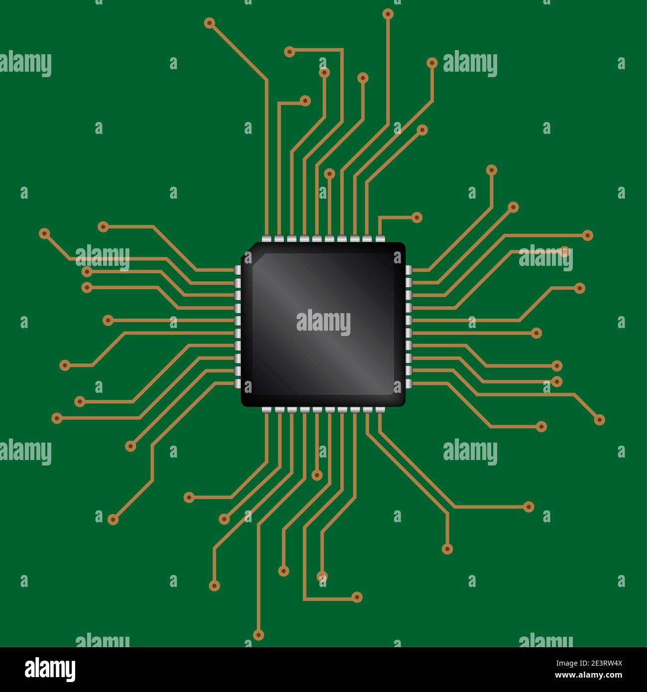 Circuit board with CPU and electrical tracks Stock Photo - Alamy