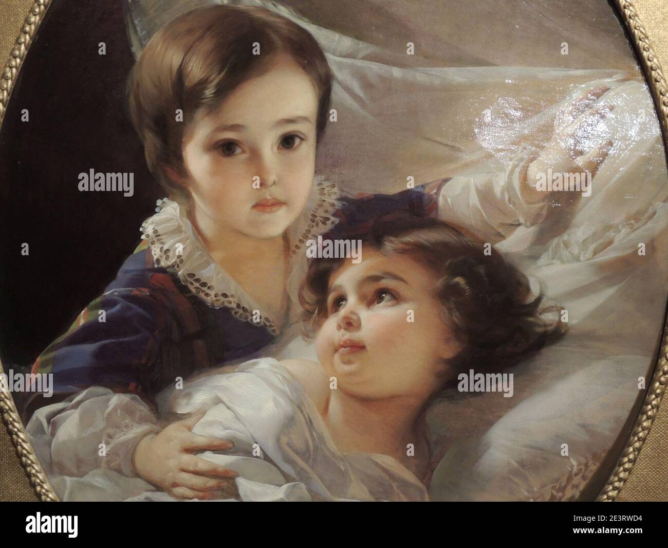 Two children of Tolstoy family by I.Makarov (1854) detail 01 Stock ...