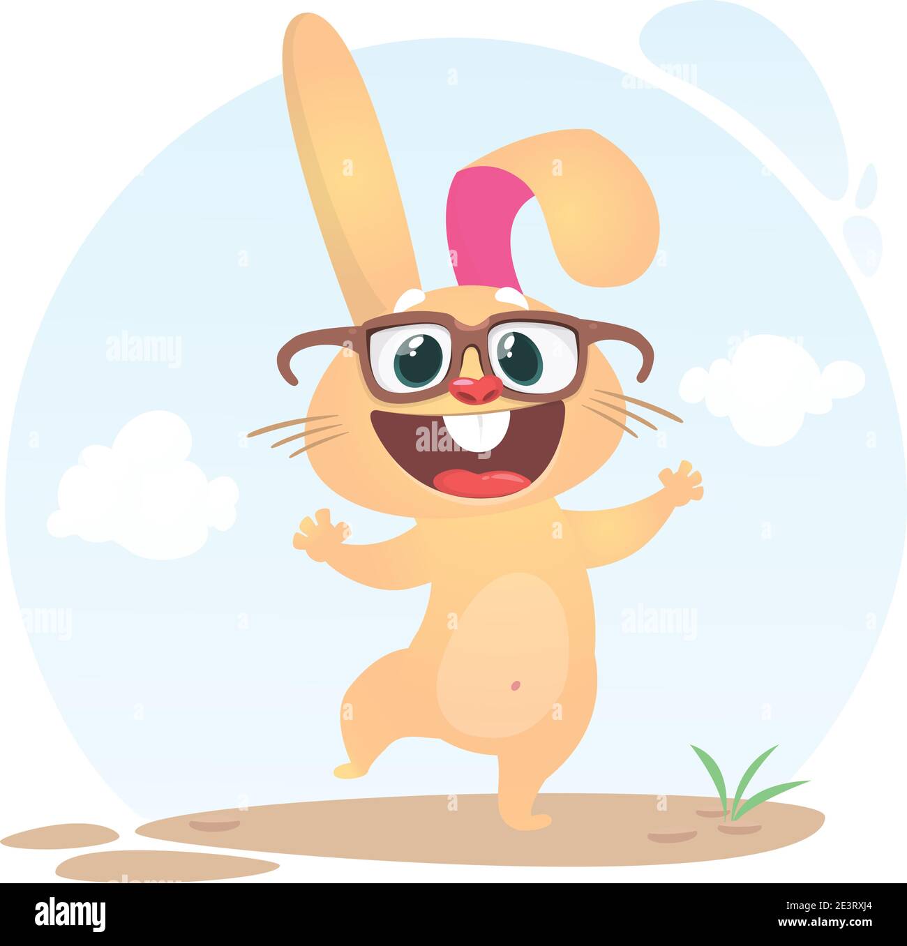Cartoon Bunny Rabbit wearing eyeglasses. Vector illustration. Isolated ...