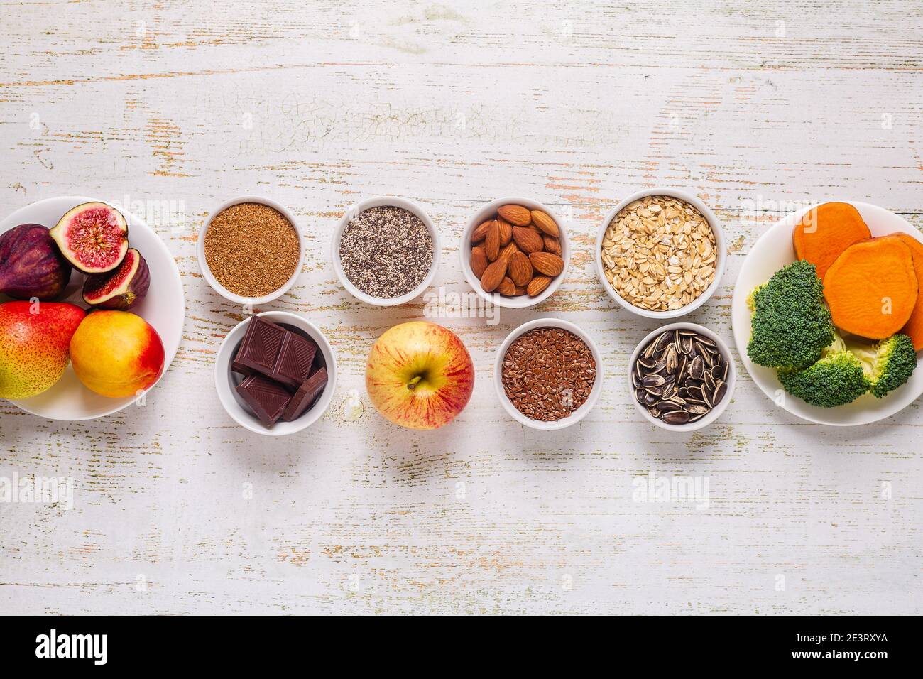 Products rich in fiber. Healthy diet food. Top view Stock Photo - Alamy