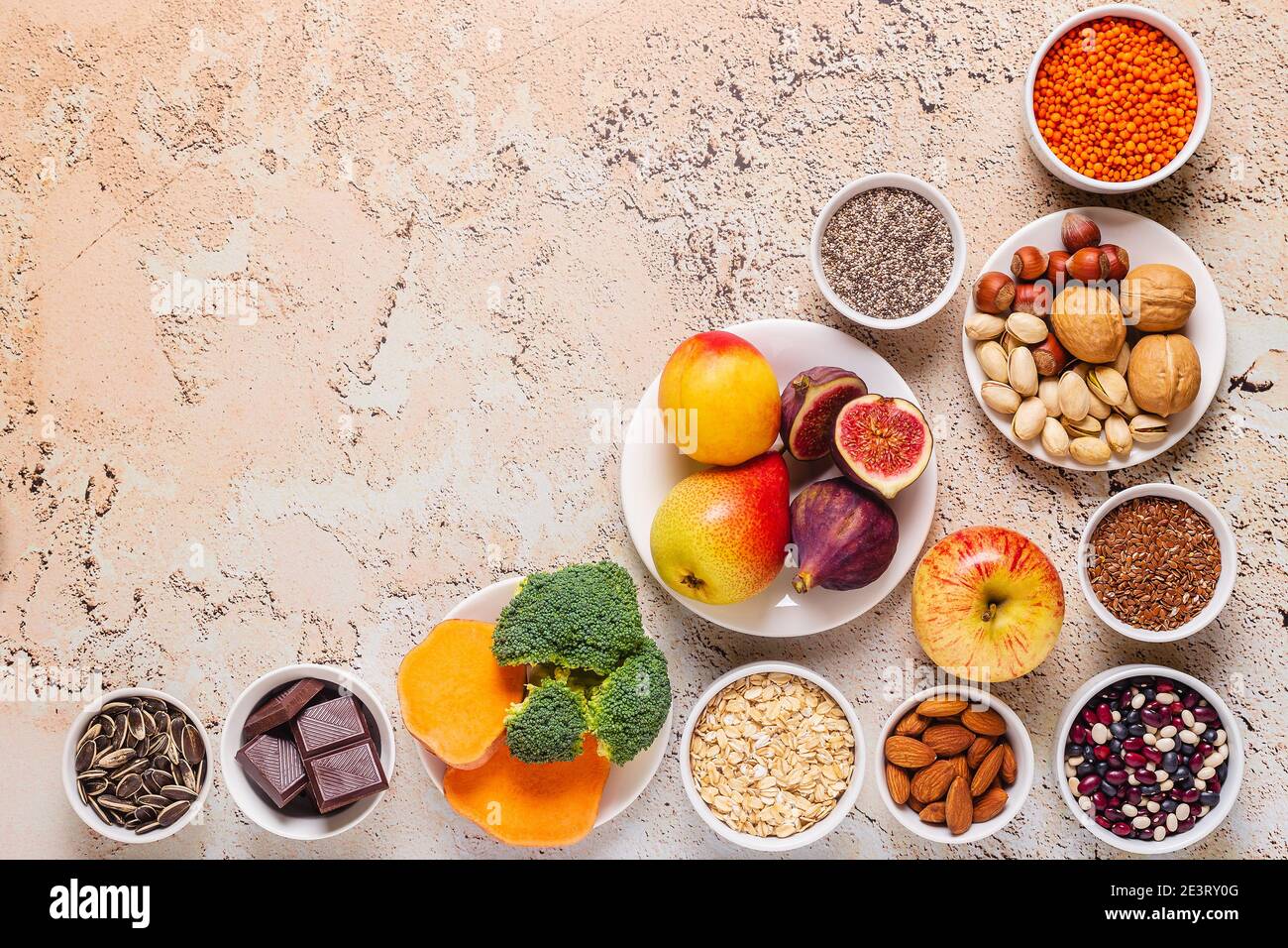 Products rich in fiber. Healthy diet food. Top view Stock Photo - Alamy