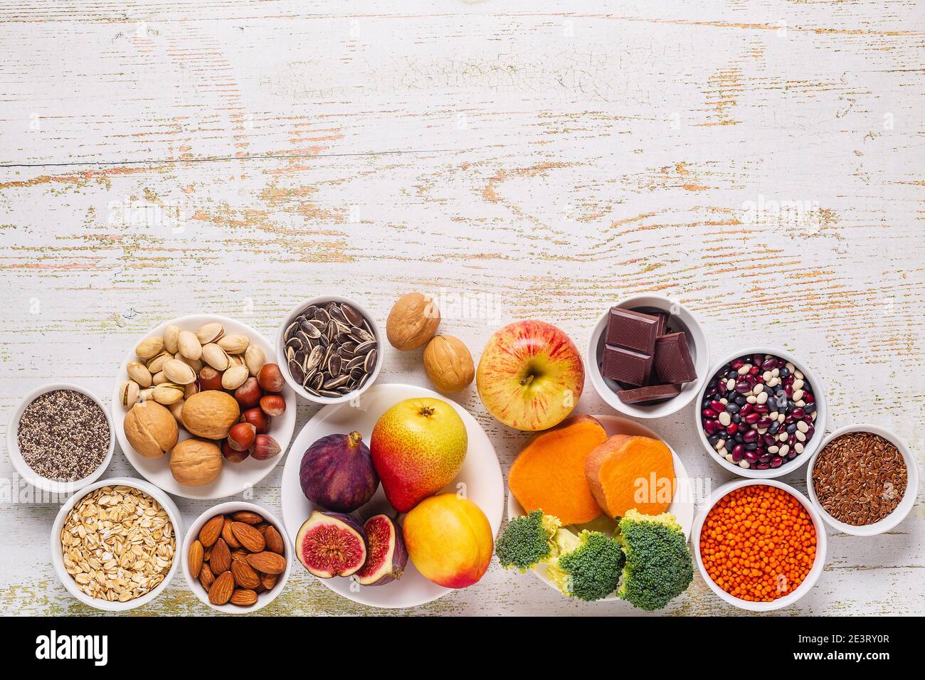 Products rich in fiber. Healthy diet food. Top view Stock Photo - Alamy