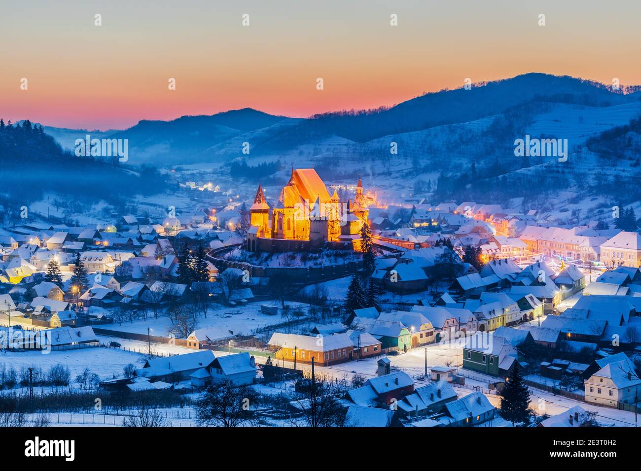 Biertan, Romania. Winter in the Saxon village. Unesco World Heritage ...