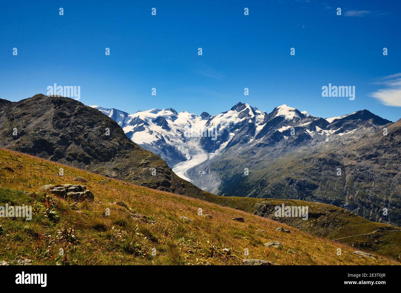 hike to the piz languard in engadin with a view of the morteratsch ...