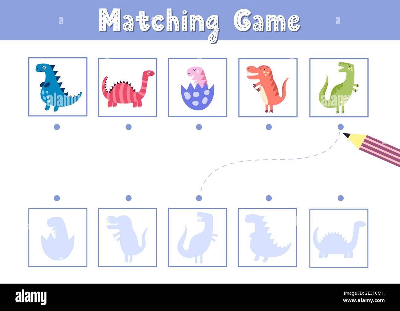 Find the correct shadow matching game with cute dinosaurs. Funny ...