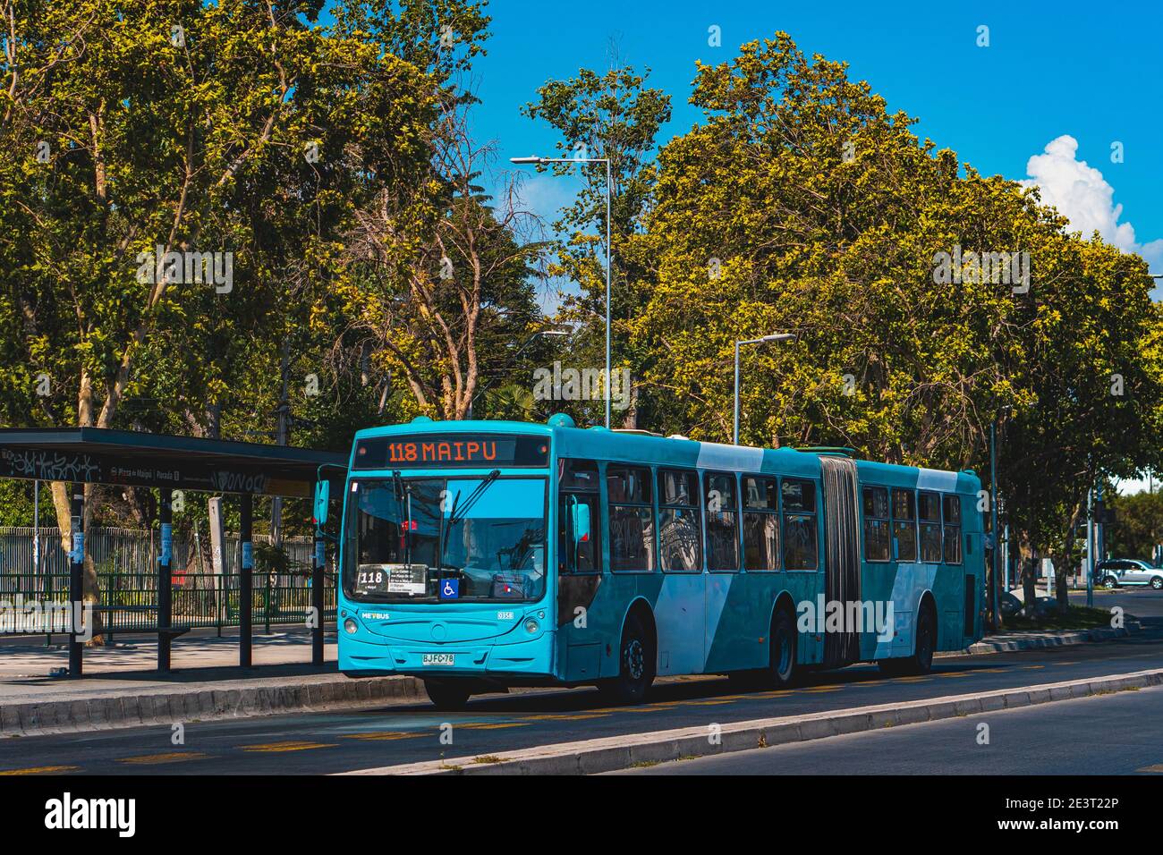 santiago, Chile - January 2021: A Transantiago bus in Maipú Stock Photo ...