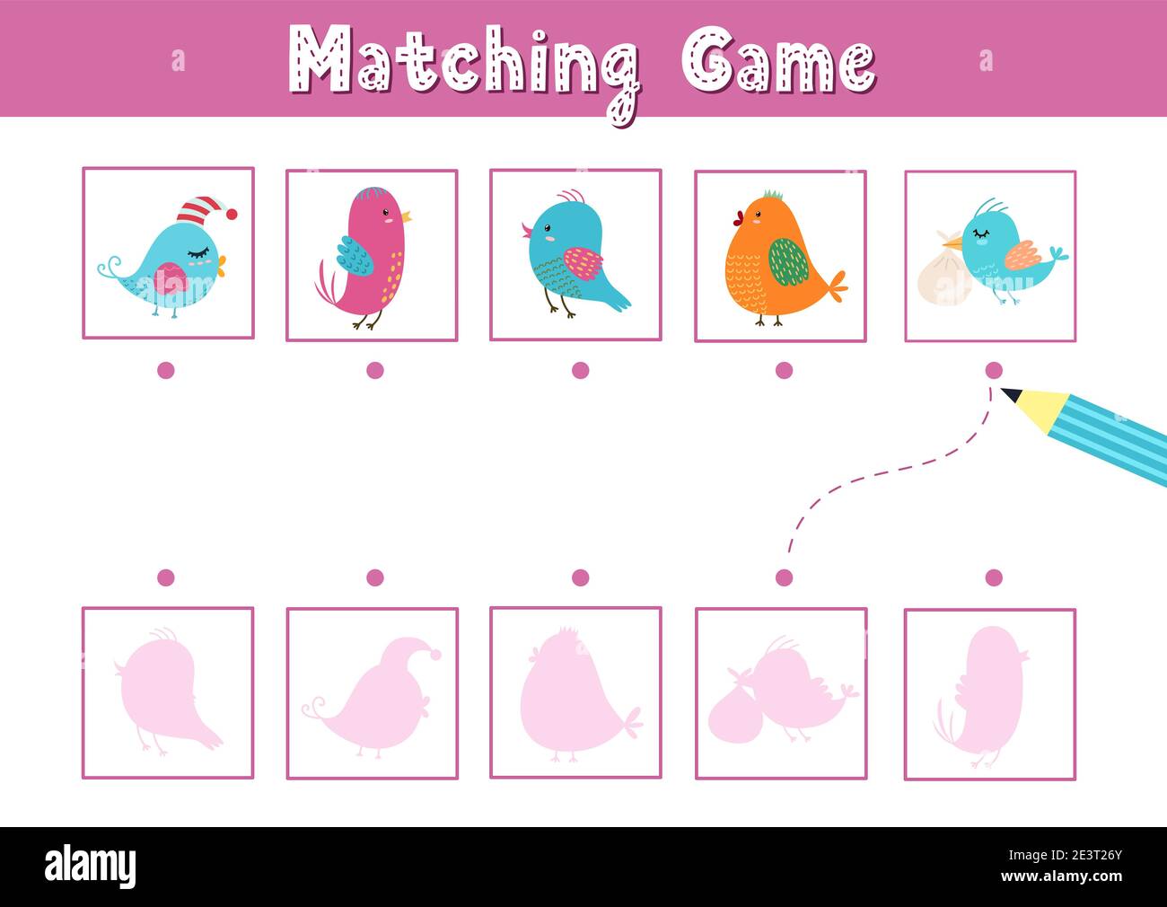 Find the correct shadow matching game with cute birds. Funny activity ...