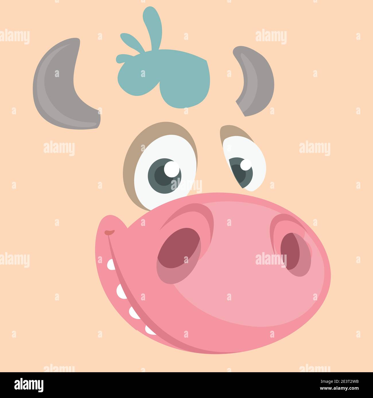 Cartoon cow face avatar Vector illustration Stock Vector Image & Art ...