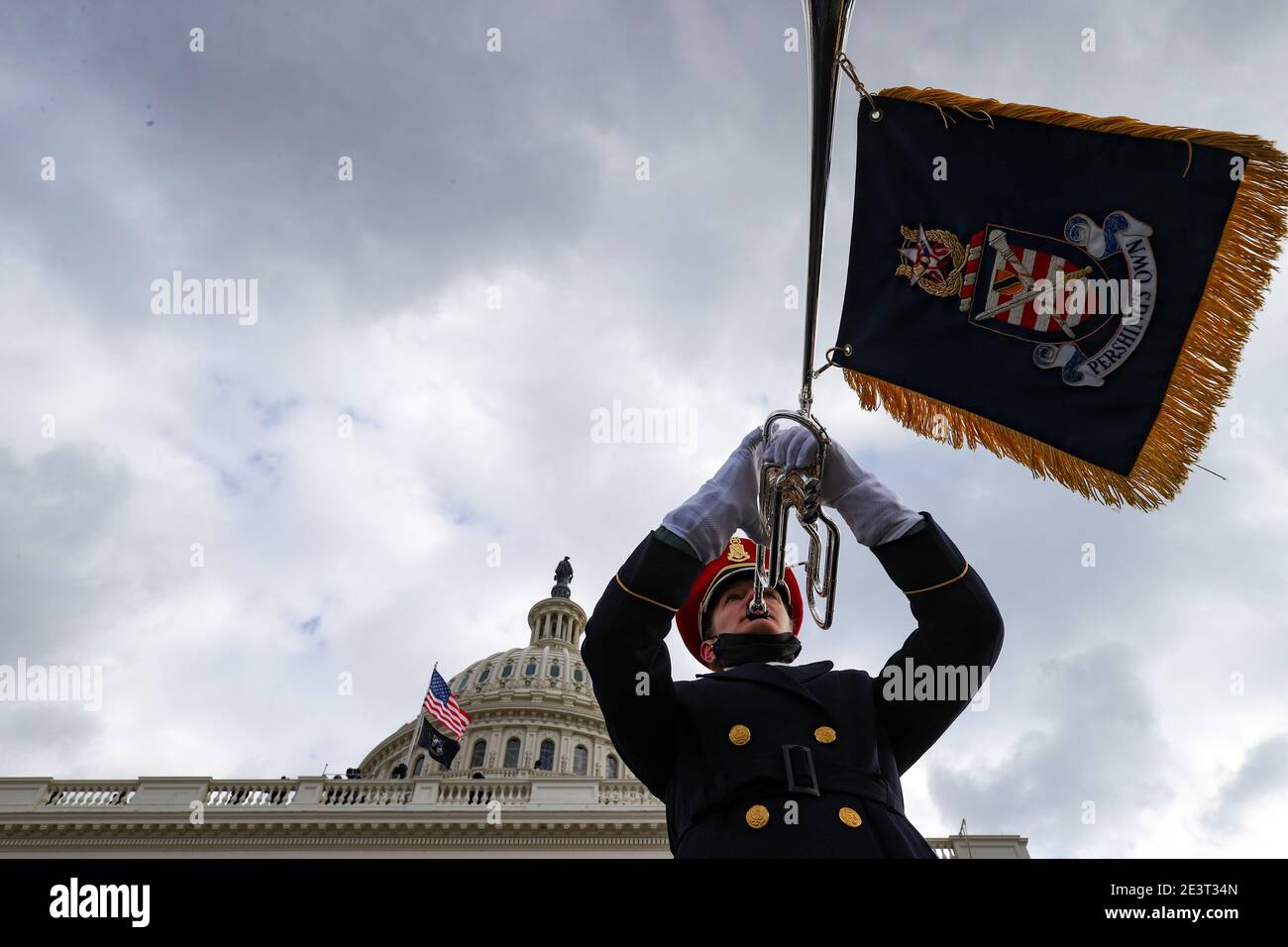 WASHINGTON, DC - JANUARY 20: A member of the U.S. Army Band "Pershing's ...