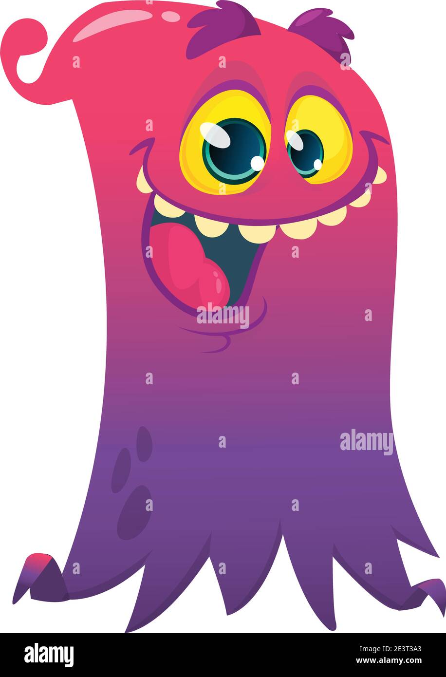 Happy cartoon flying monster. Vector Halloween illustration of funny ...
