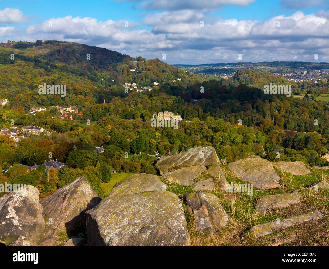 View looking north towards Cromford and Matlock Bath from the High Peak ...