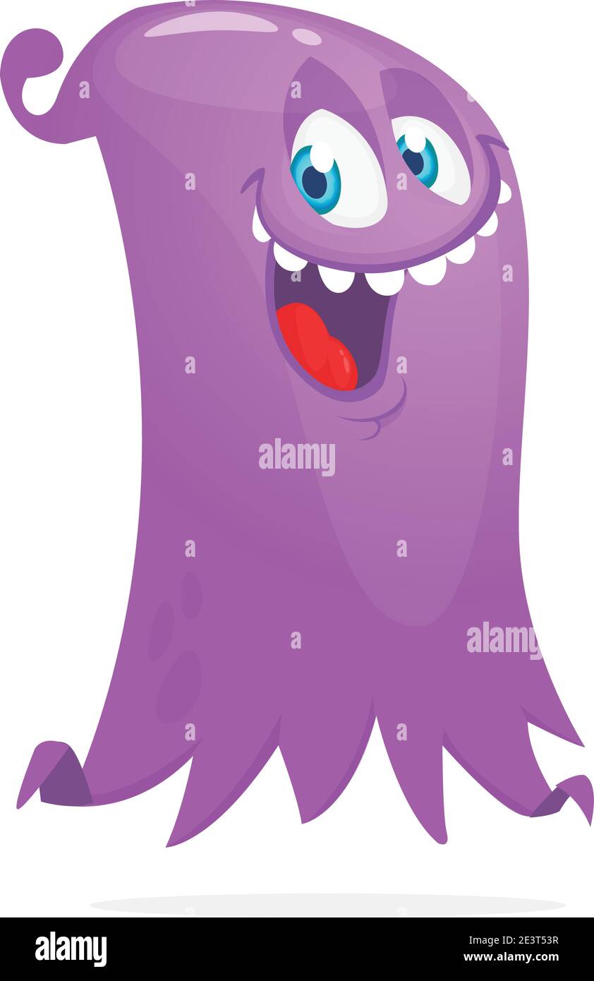 Cute cartoon flying monster. Vector illustration of funny ghost ...