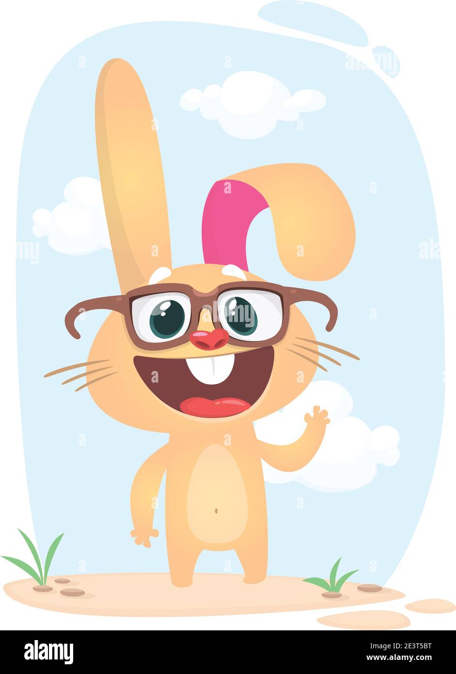Cartoon Bunny Rabbit Character. Vector illustration. Isolated on white ...