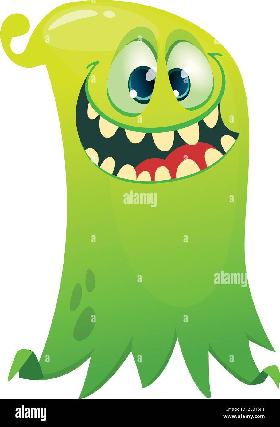 Happy cartoon flying slimy ghost. Vector illustration of funny ghost ...
