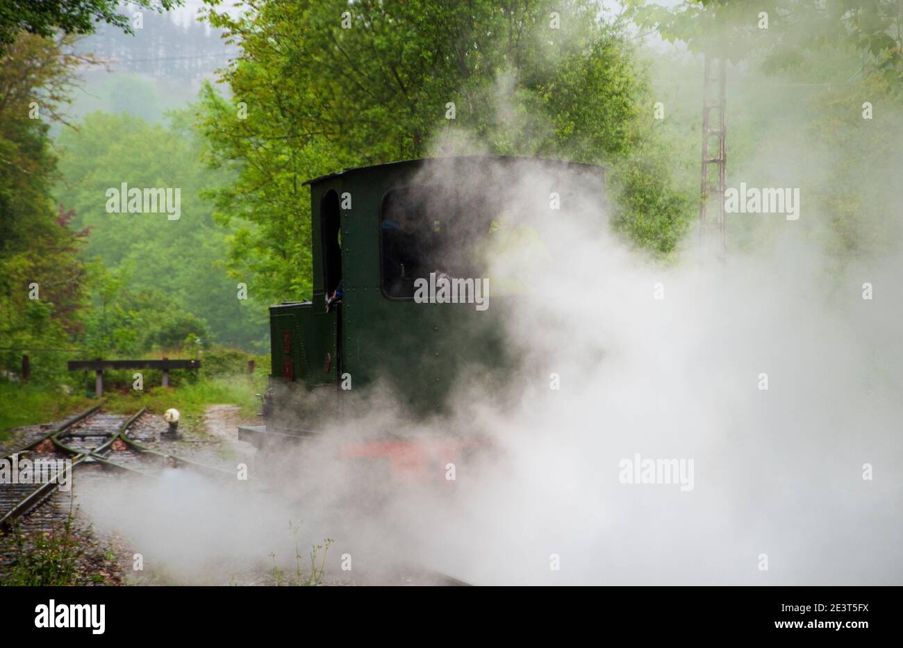 Steam train ride. End of the road. Old times background Stock Photo - Alamy