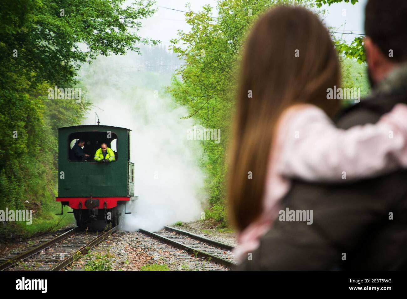Steam train arrival. Attraction for kids and parents. Azpeitia, Spain ...