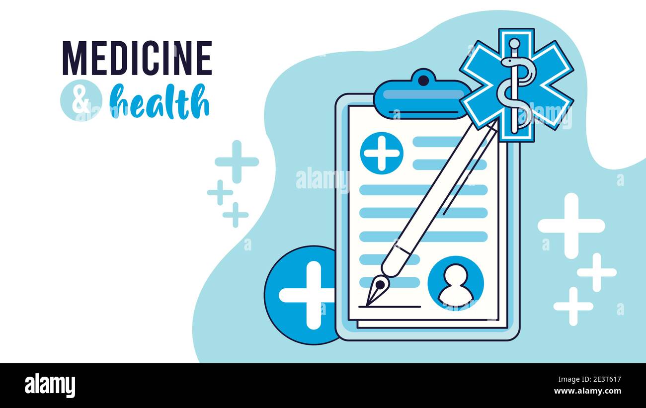 medical order in clipboard health and lettering vector illustration ...