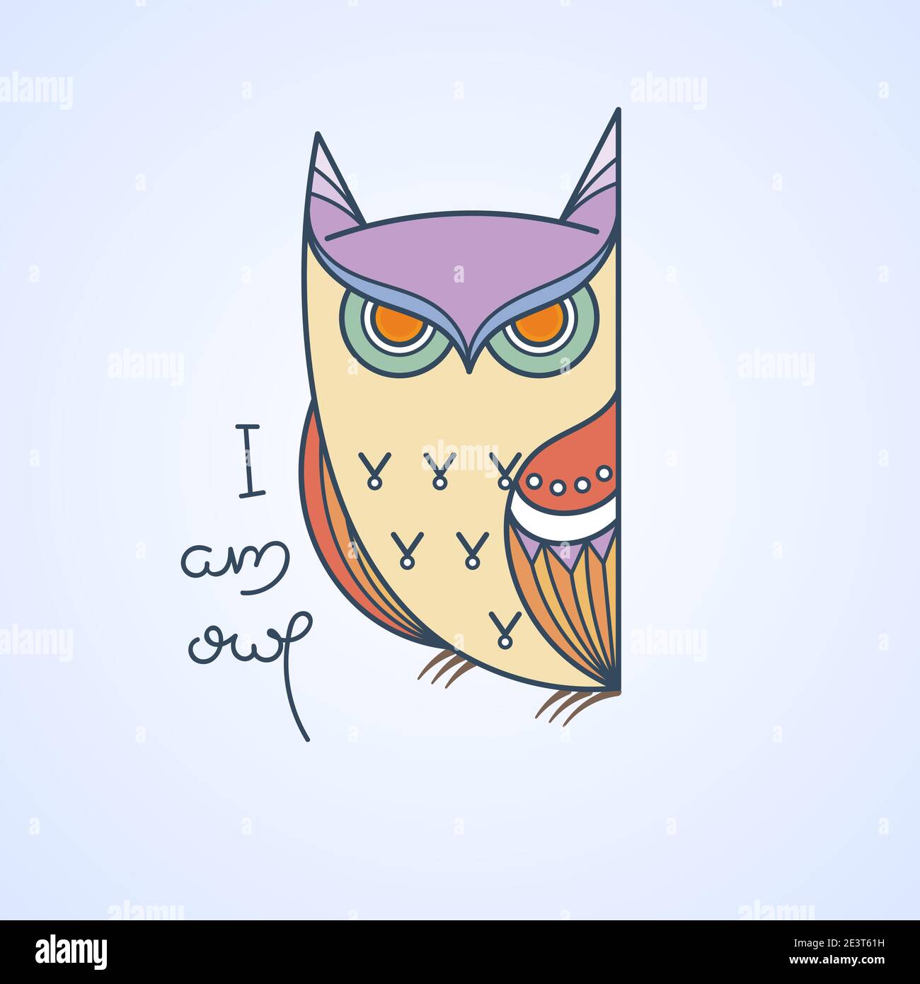 I am owl logo. Doodel isolated emblem design. Kids education symbol. Vector illustration Stock ...