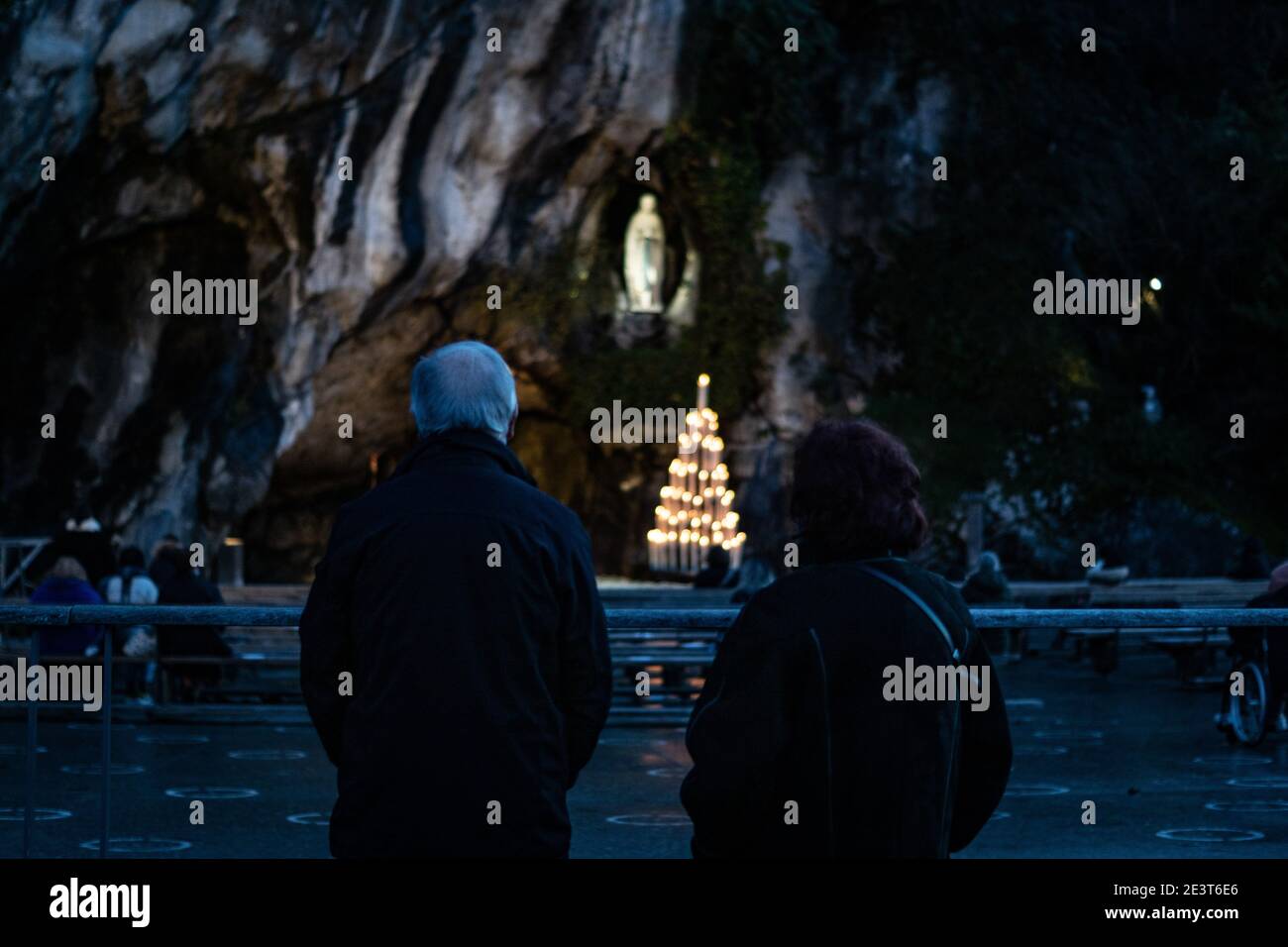 The Grotto of Lourdes, France, in the night Stock Photo - Alamy