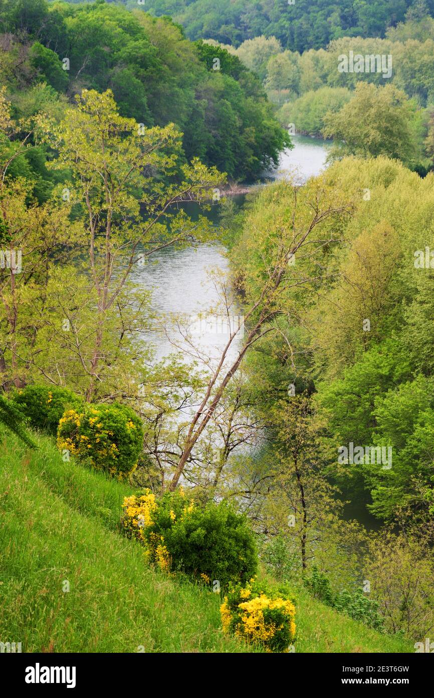French Basque country, France. View of Nive river valley from Cambo-les ...