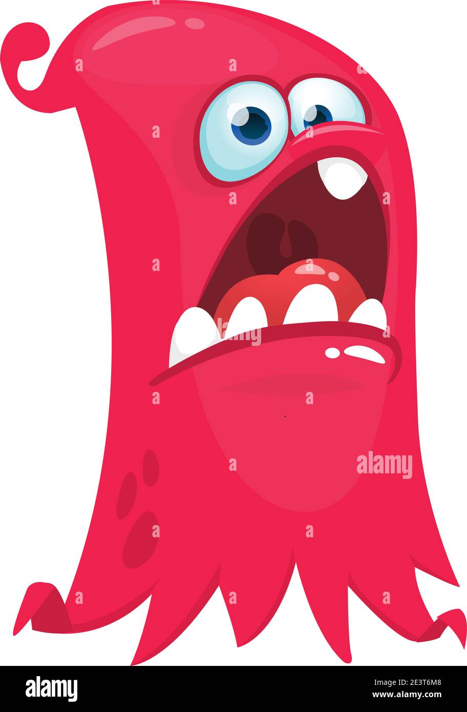 Happy cartoon flying monster screaming emotion. Vector illustration of ...