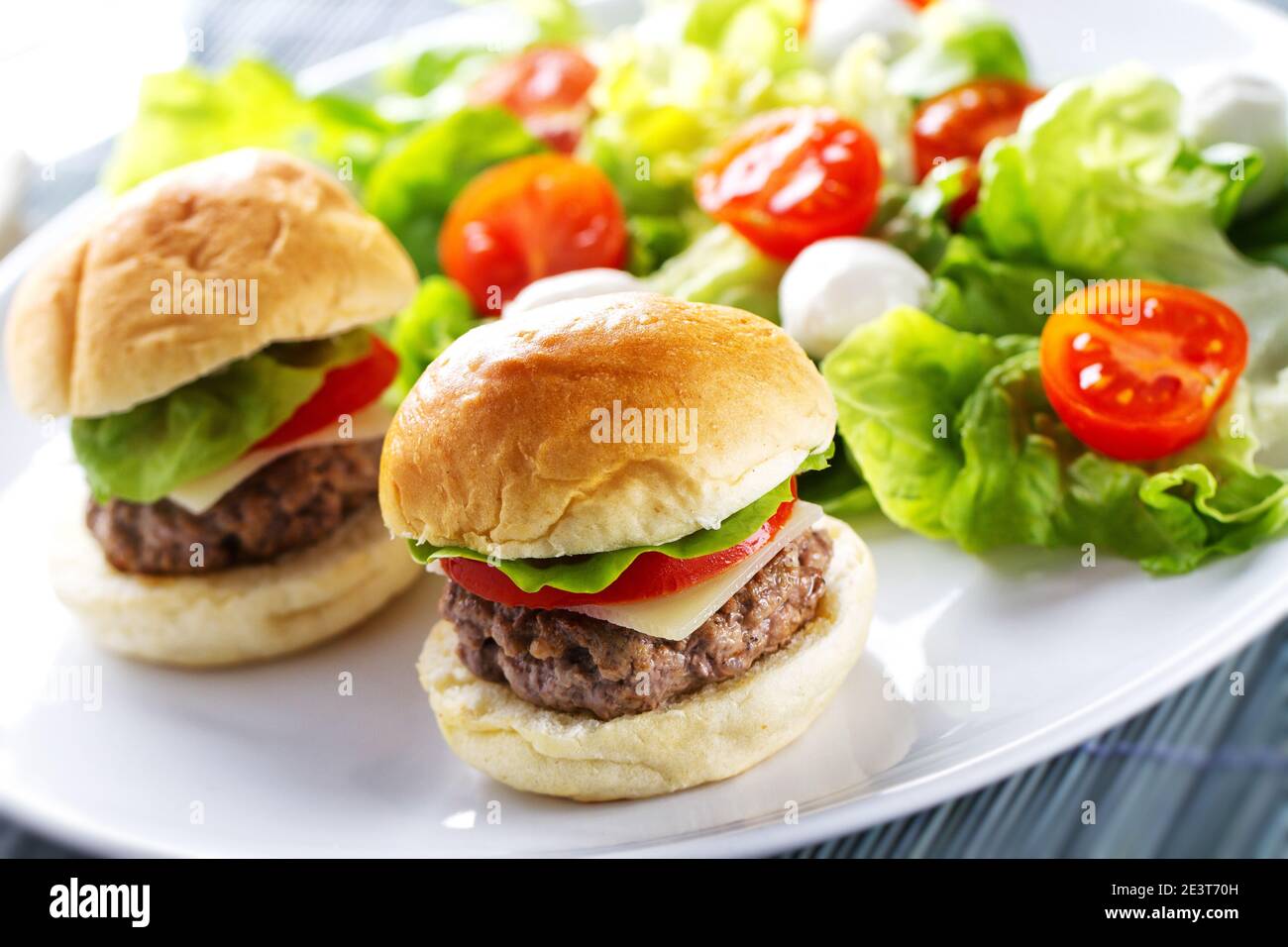 Mini Burgers with Side Salad. High quality photo Stock Photo - Alamy