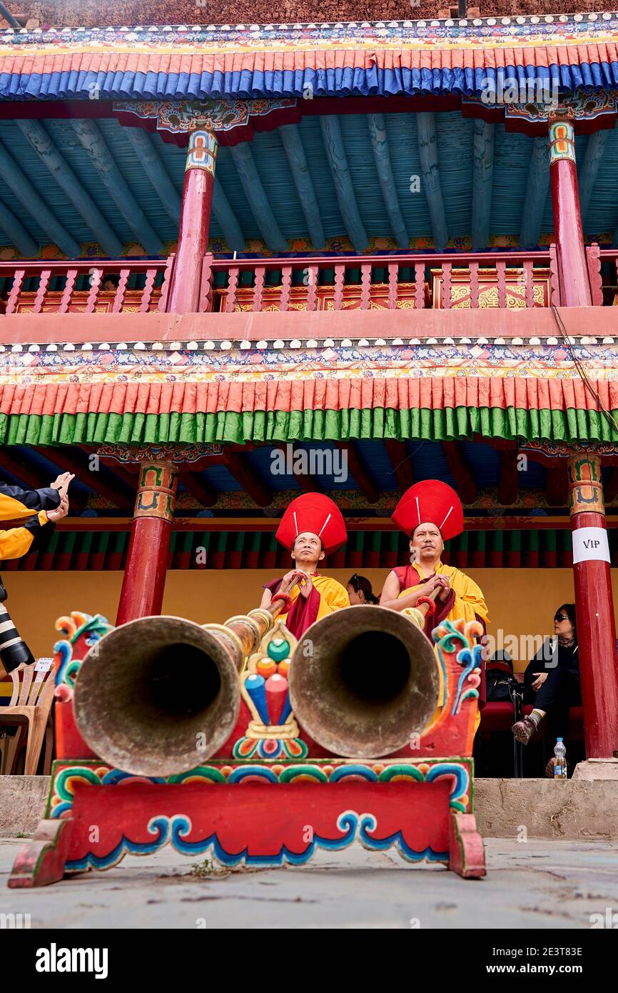 Monks preparing ceremonial instruments in Ladakh Stock Photo - Alamy