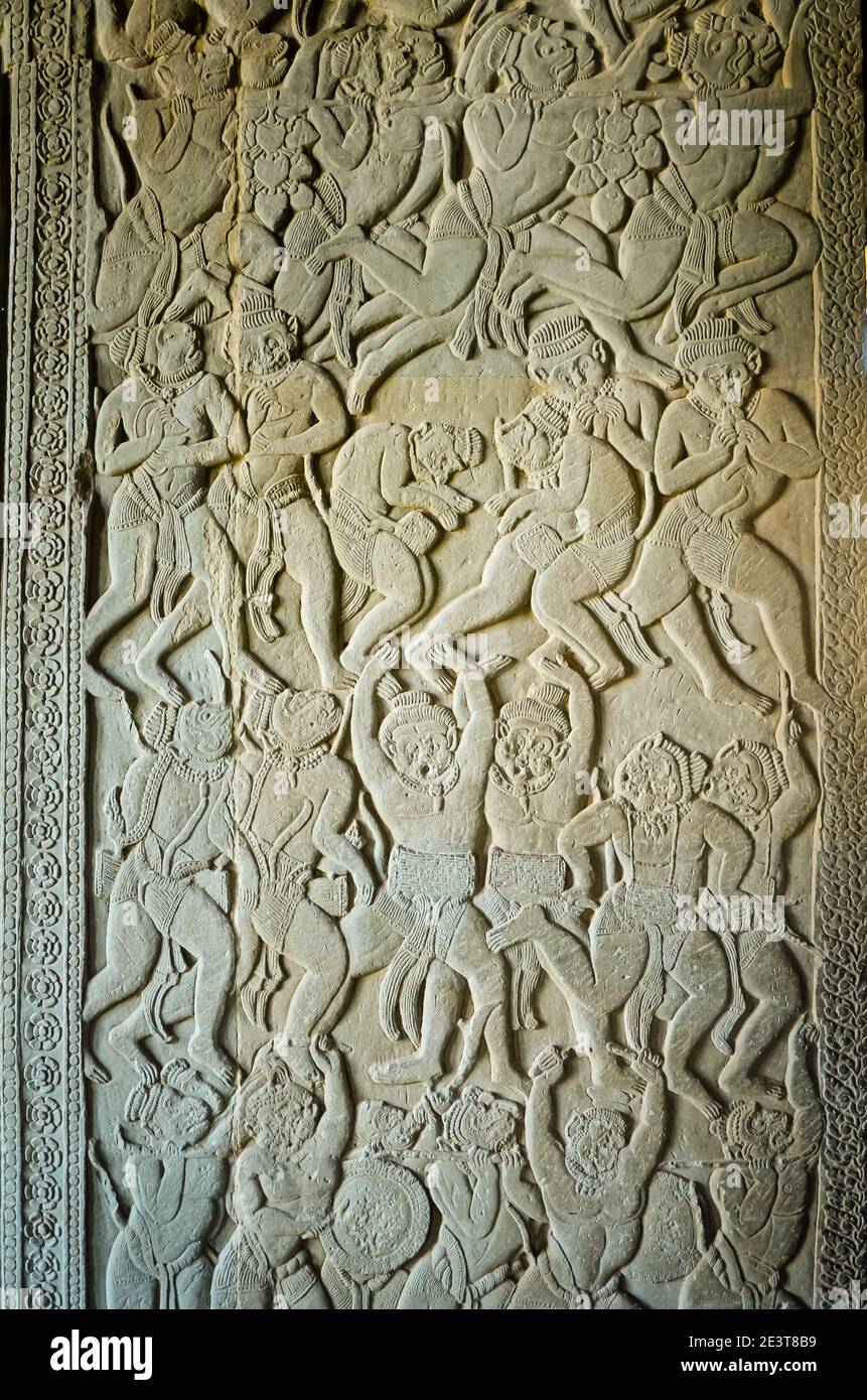 Carvings at Angkor Wat, Cambodia Stock Photo - Alamy