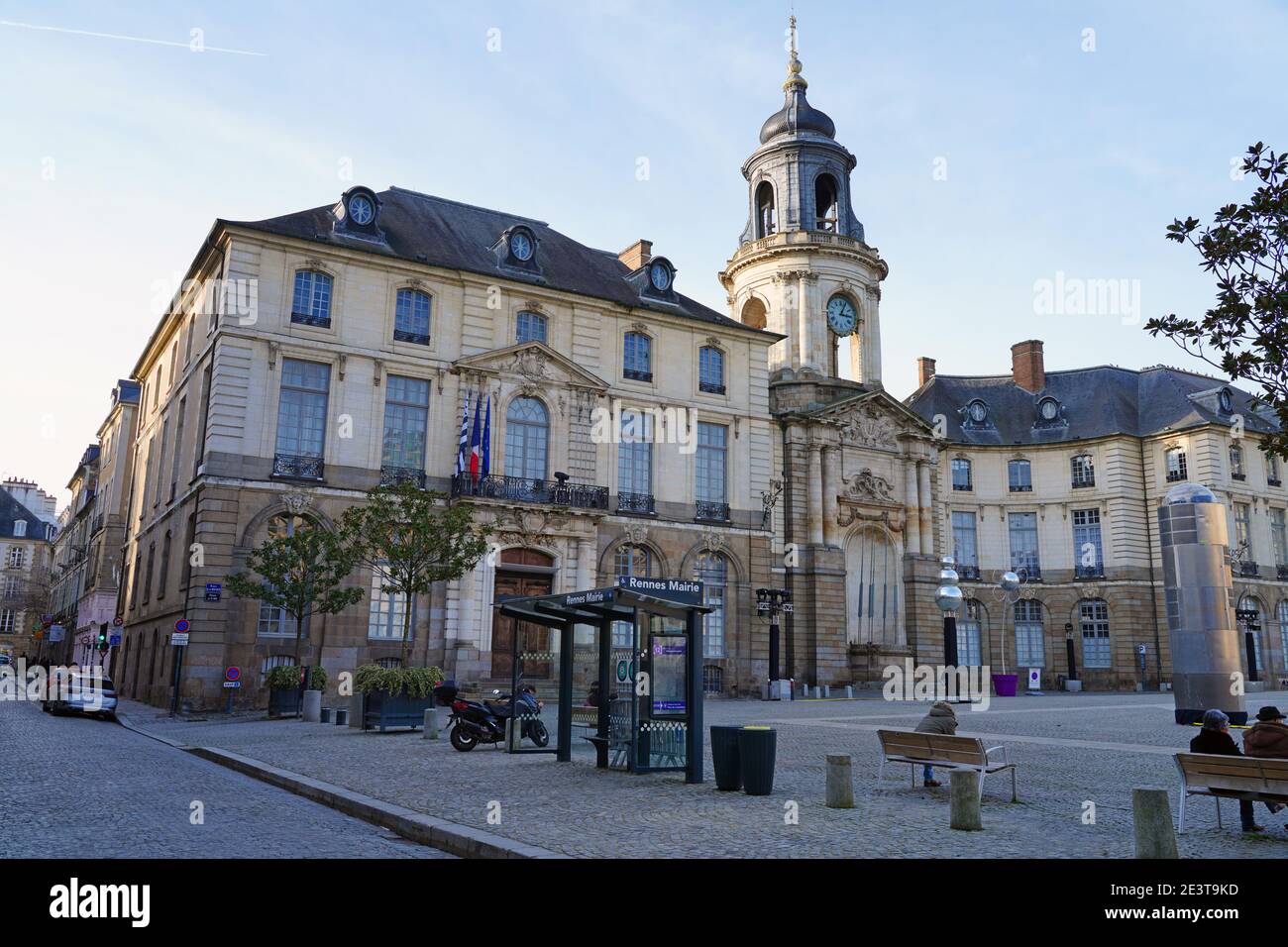 RENNES, FRANCE -28 DEC 2020- View of the city hall building (mairie) of ...