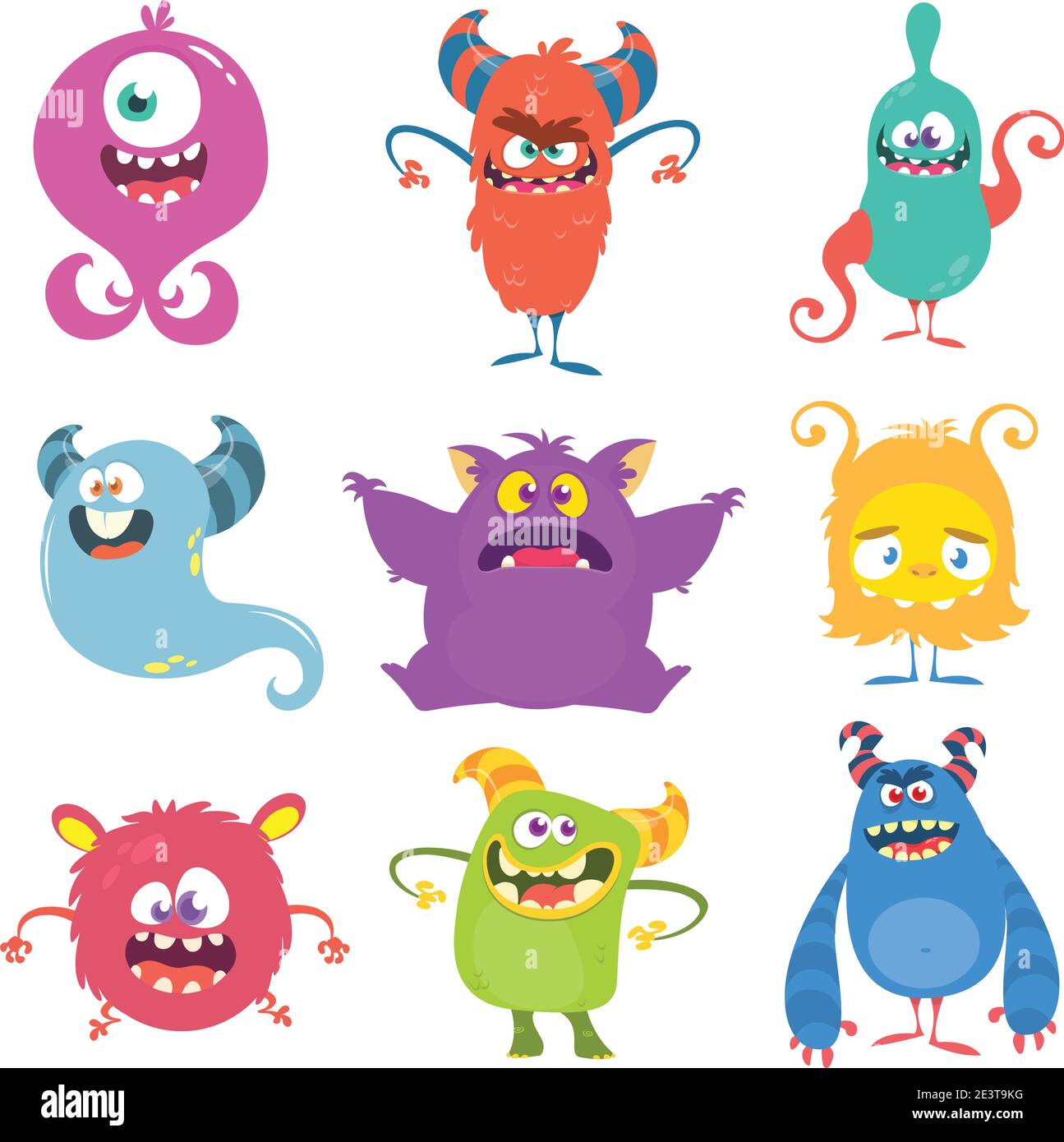 Cartoon funny monsters set illustration. Vector collection of monster ...