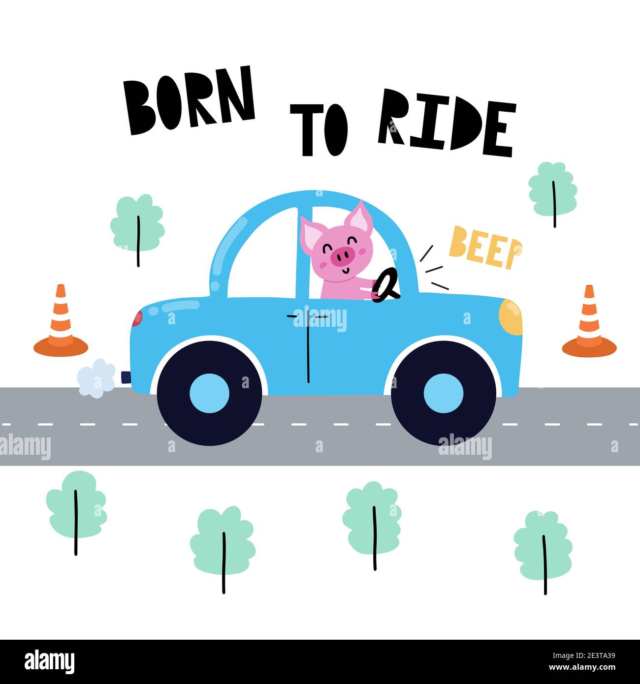 Pig in car Stock Vector Images - Alamy