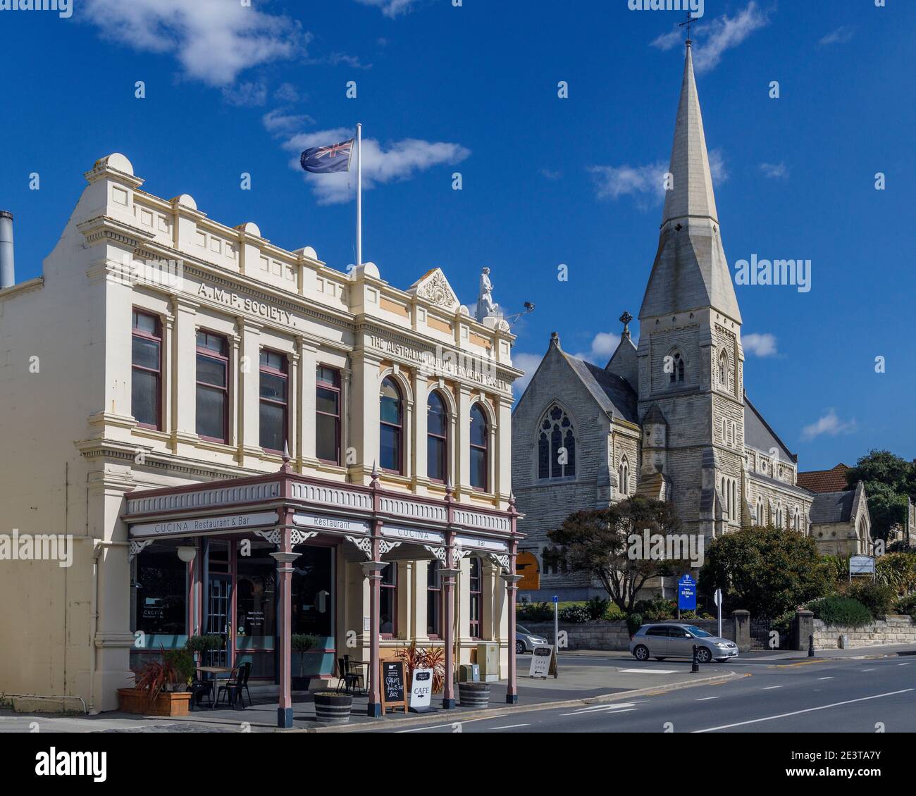 1871 A.M.P. Society building, now used by cafe business, with St Luke's ...