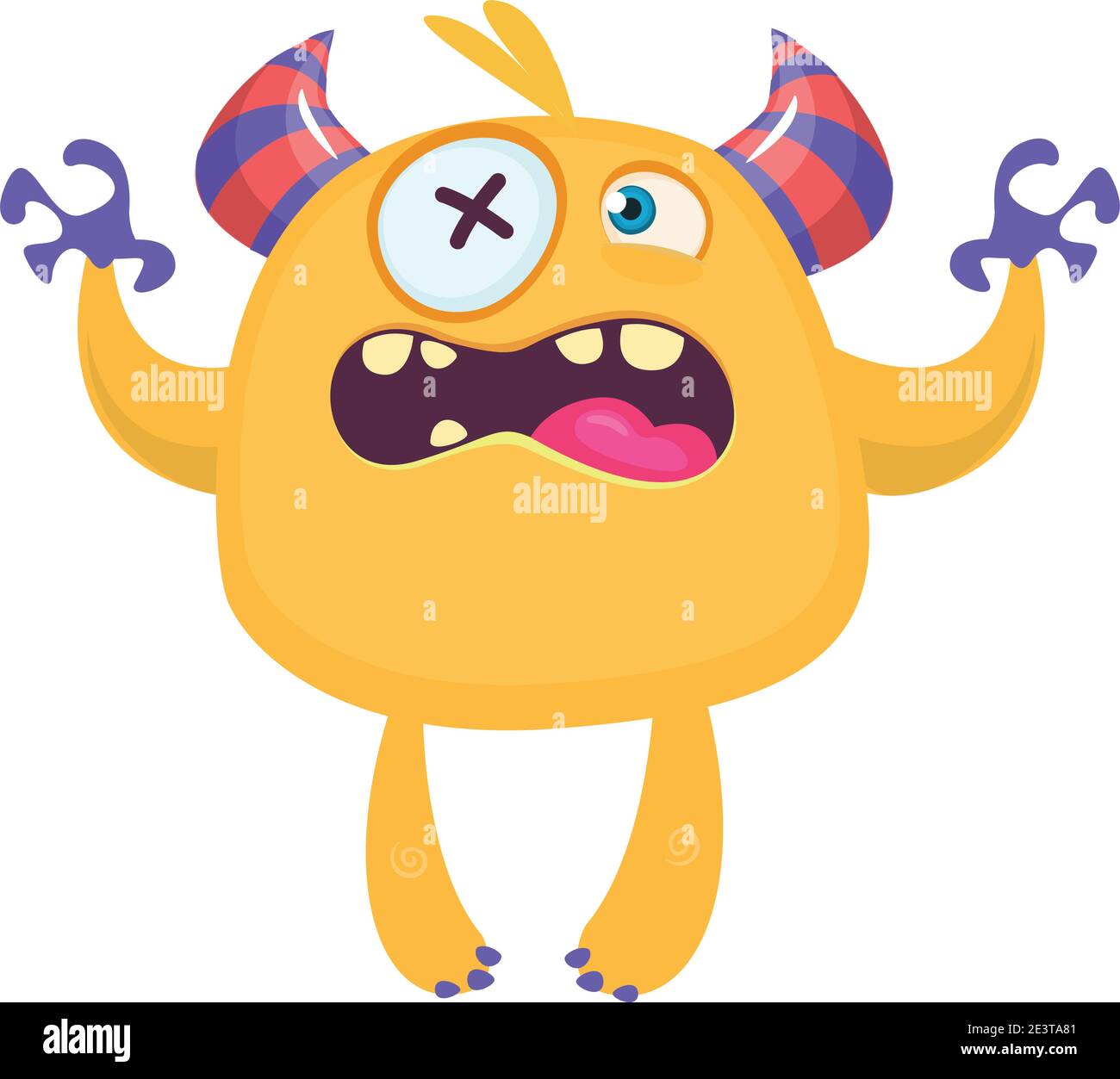 Angry cartoon monster. Vector illustration of cute monster. Halloween ...