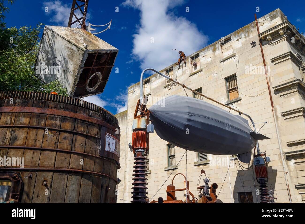 Steampunk Zeppelin Model Steampunk Airship 3D Illustration Over