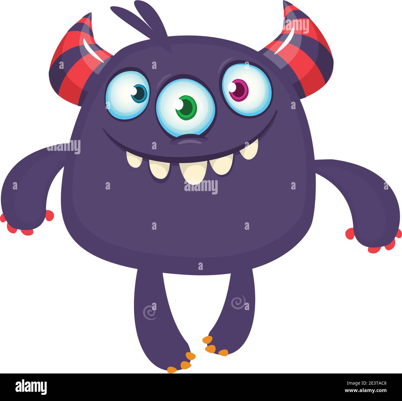 Funny cartoon monster with three eyes. Vector illustration of cute ...