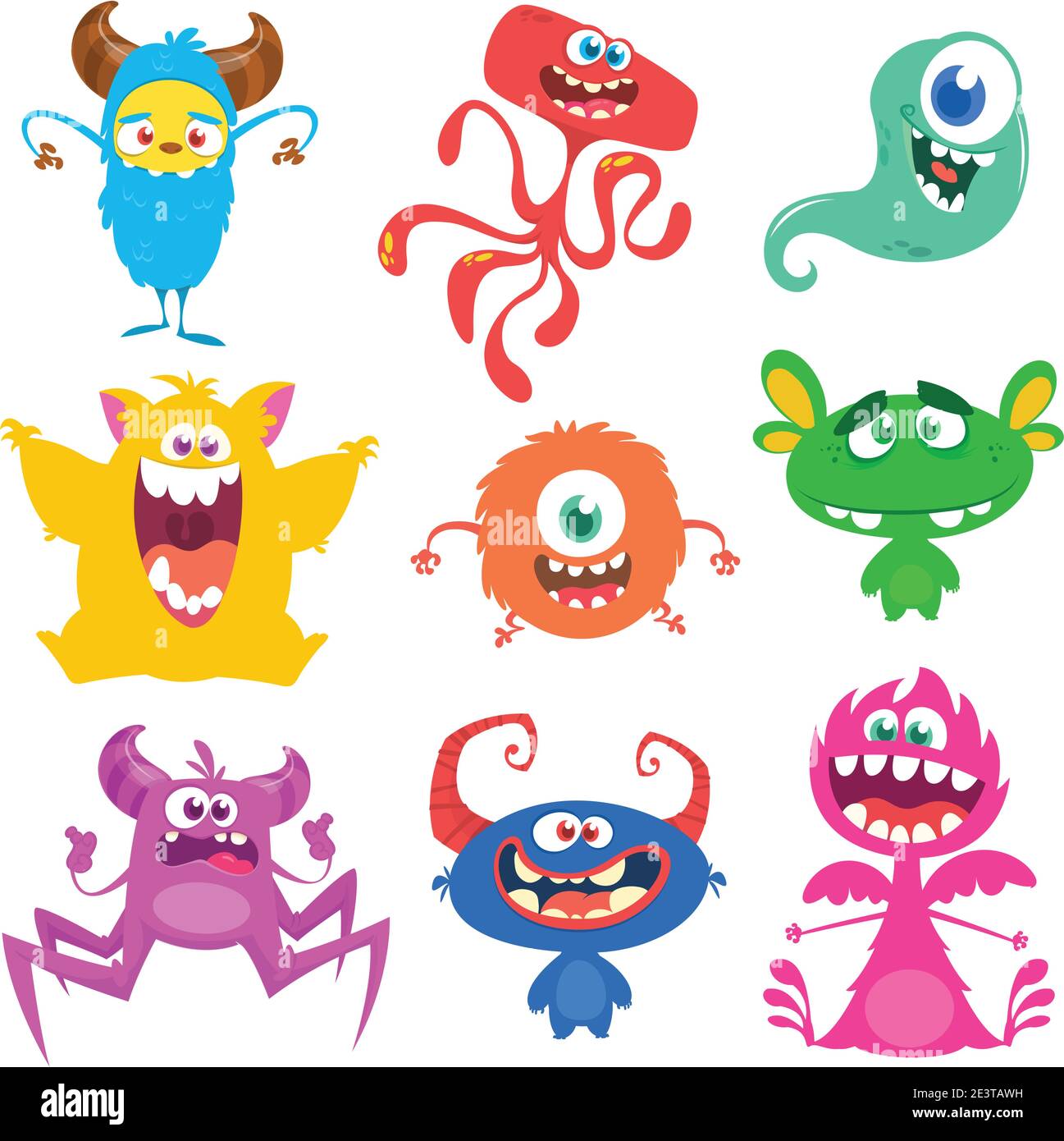 Cute Cartoon Monsters Set Of Cartoon Monsters Goblin Or Troll