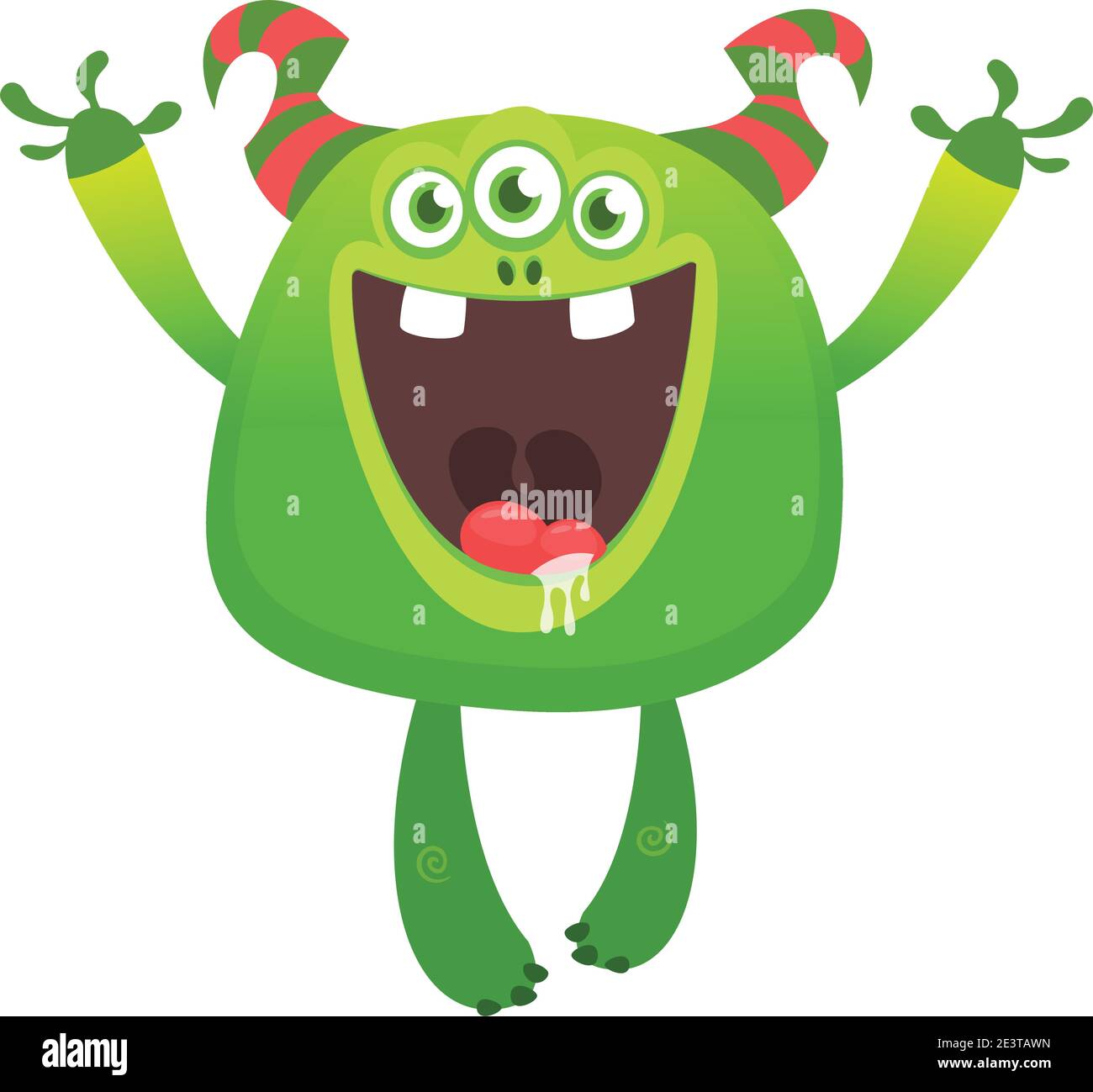 Funny cartoon alien. Vector illustration of cute alien character design ...