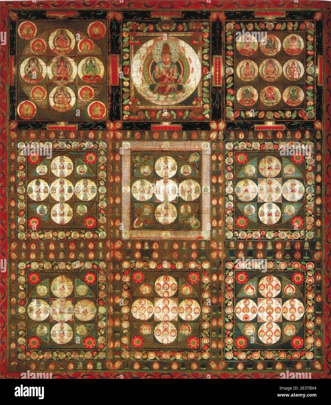 Mandala of the Two Worlds- Diamond World Mandala, Heian period Stock ...