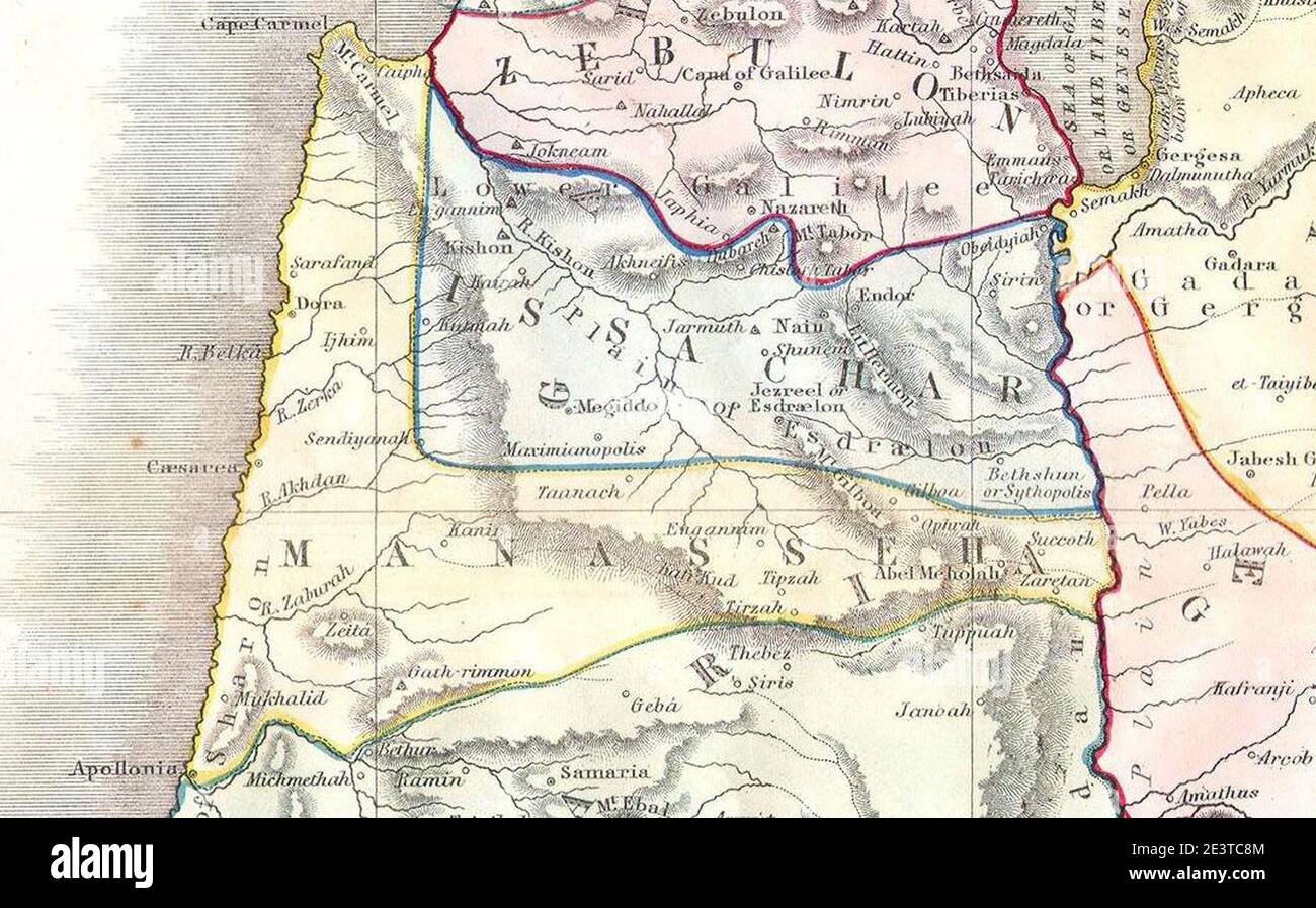 Manasseh. 1852 Philip Map of Palestine - Israel - Holy Land ...