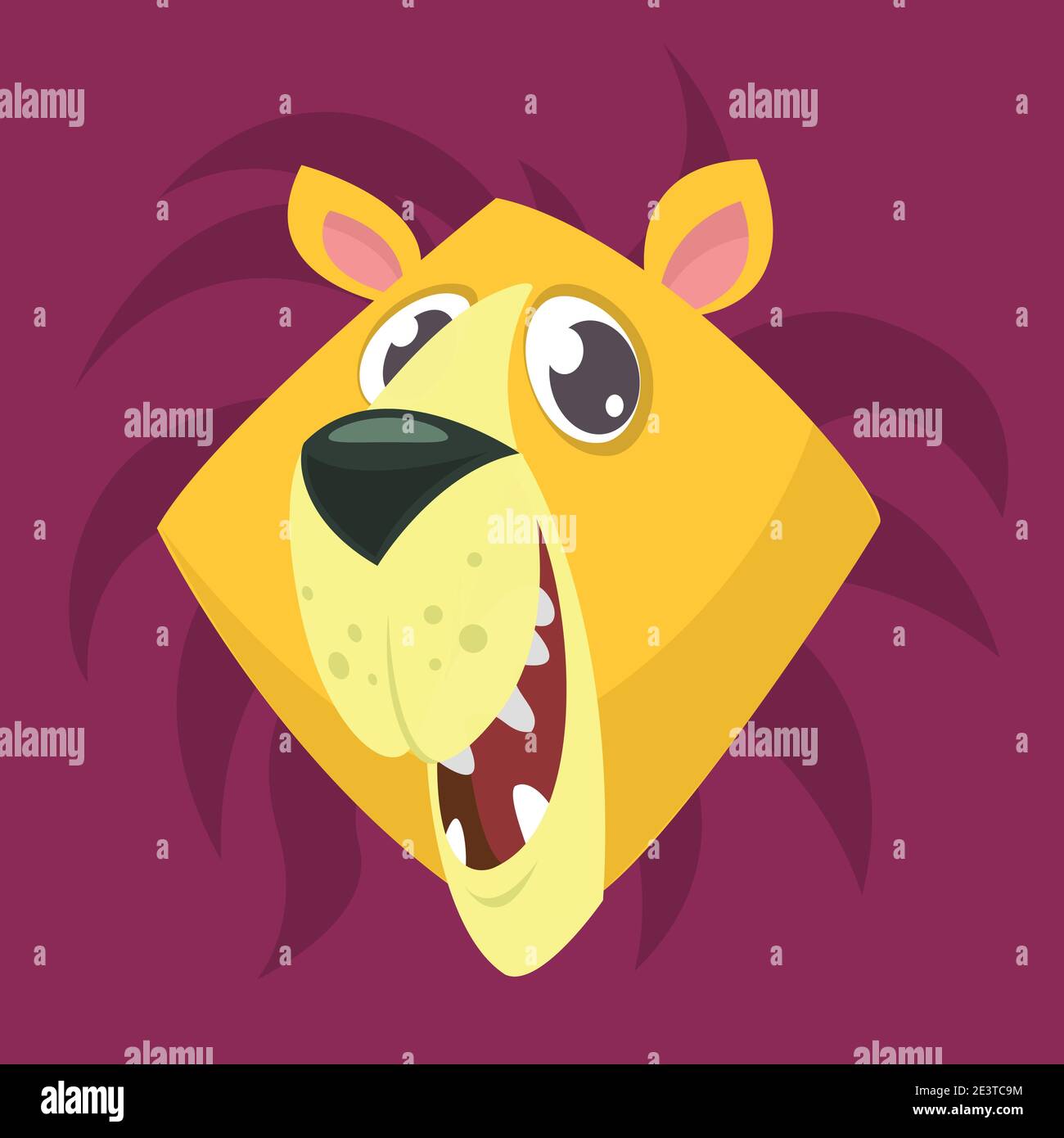 Cartoon lion head face avatar. Vector Illustration isolated Stock ...
