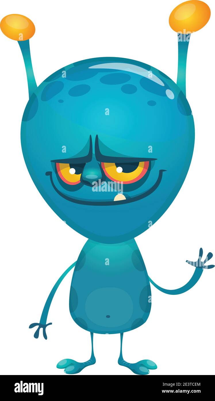Funny cartoon alien. Vector illustration of cute alien character Stock ...