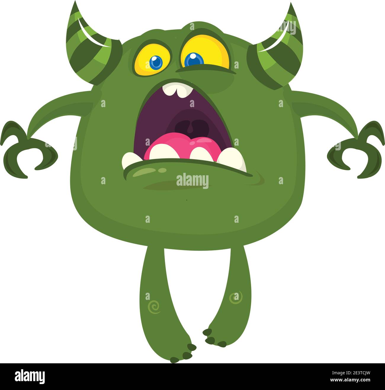 Angry cartoon monster. Vector illustration of cute monster. Halloween ...